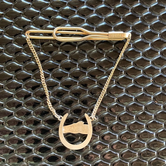SWANK | Accessories | 93s Vintage Swank Tie Bar Wchain Horse And Lucky ...